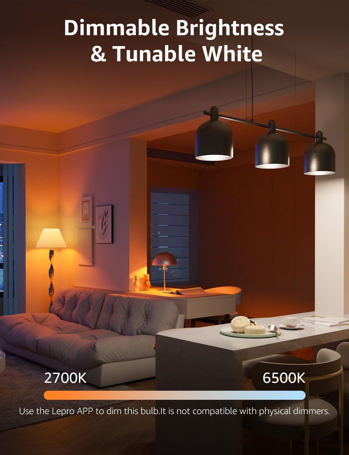 Lepro B3 AI Smart Light Bulbs – 1500LM 100W Equivalent A21 Bulb, WiFi ...